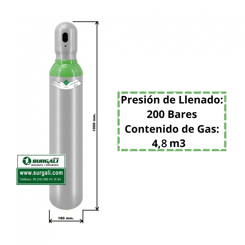 Botella Gas Argón 20 Litros